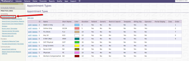 3. Set up appointments types – ER Express Client Resources