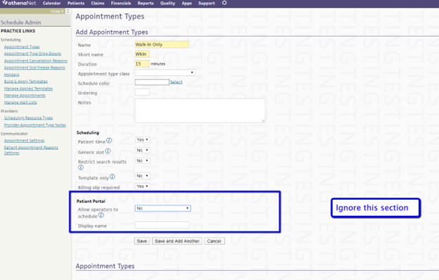 3. Set up appointments types – ER Express Client Resources